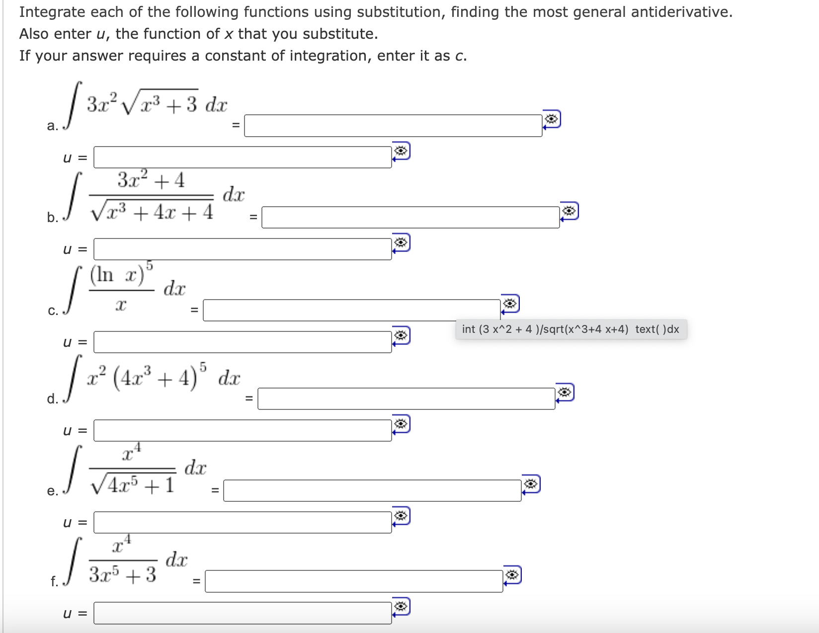 Solved Integrate each of the following functions using | Chegg.com