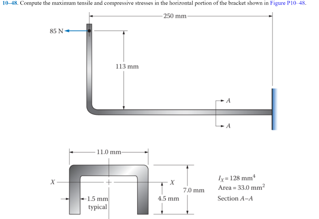 Solved 10-48. Compute the maximum tensile and compressive | Chegg.com
