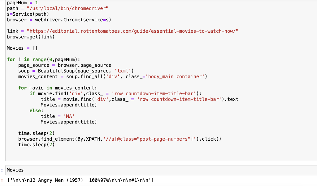 Solved Why does it only append one movie. I need it to | Chegg.com