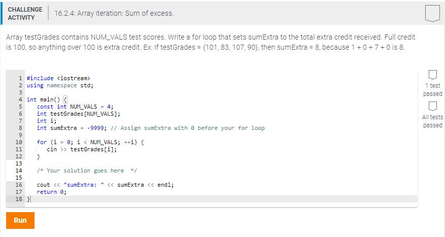 Solved Challenge Activity 1624 Array Iteration Sum Of 