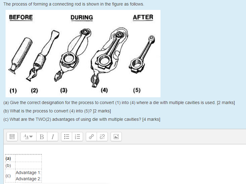 Solved The process of forming a connecting rod is shown in | Chegg.com