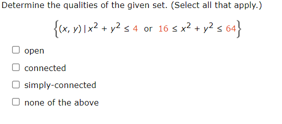 Solved Determine the qualities of the given set. (Select all | Chegg.com