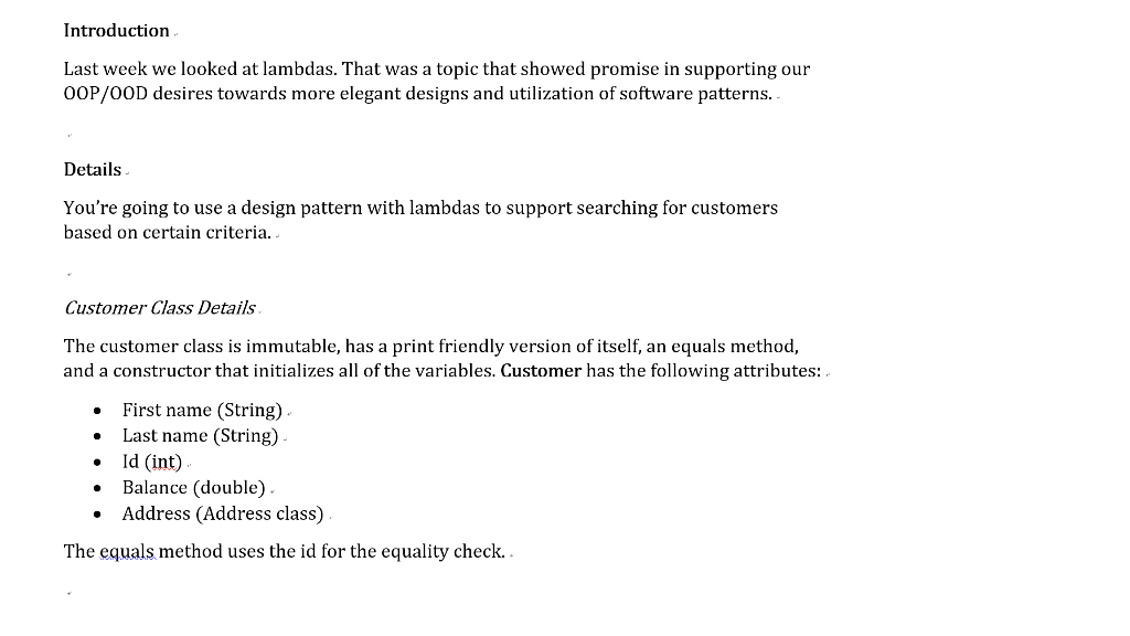 Solved Introduction Last week we looked at lambdas. That was | Chegg.com