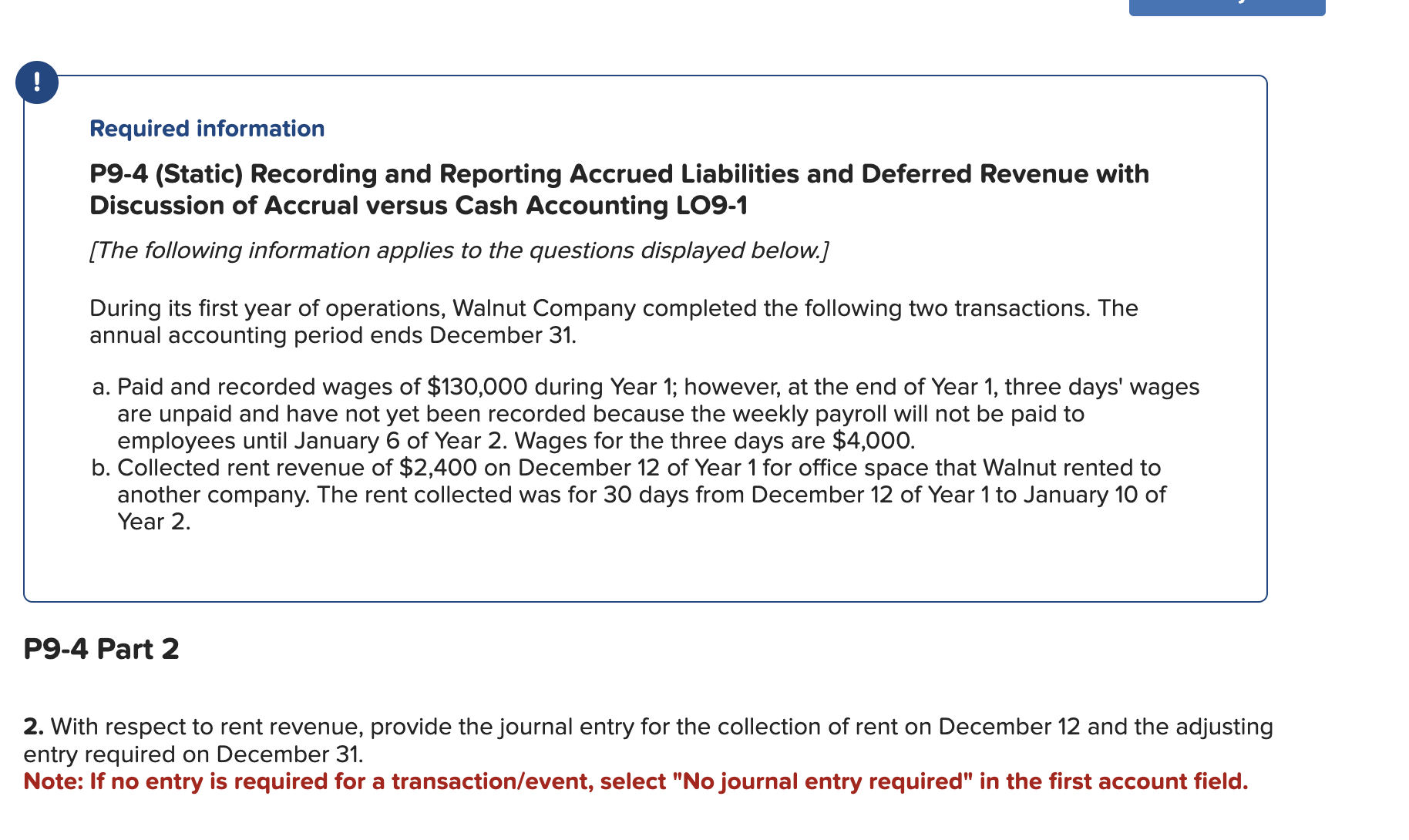 Solved !Required informationP9-4 (Static) ﻿Recording and | Chegg.com