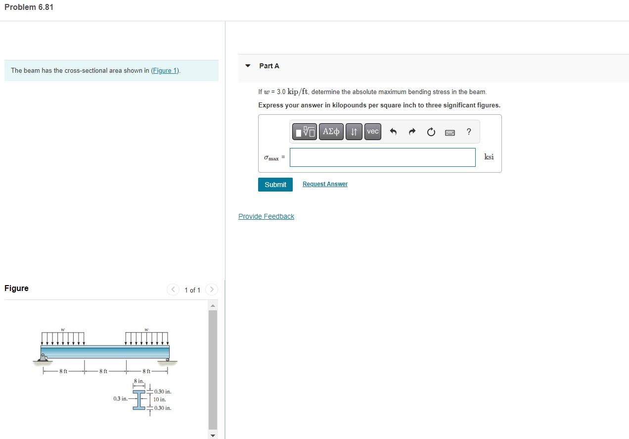 Solved The beam has the cross-sectional area shown in | Chegg.com
