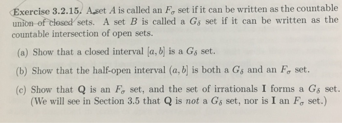 Solved A set A is called an F_sigma set if it can be written | Chegg.com