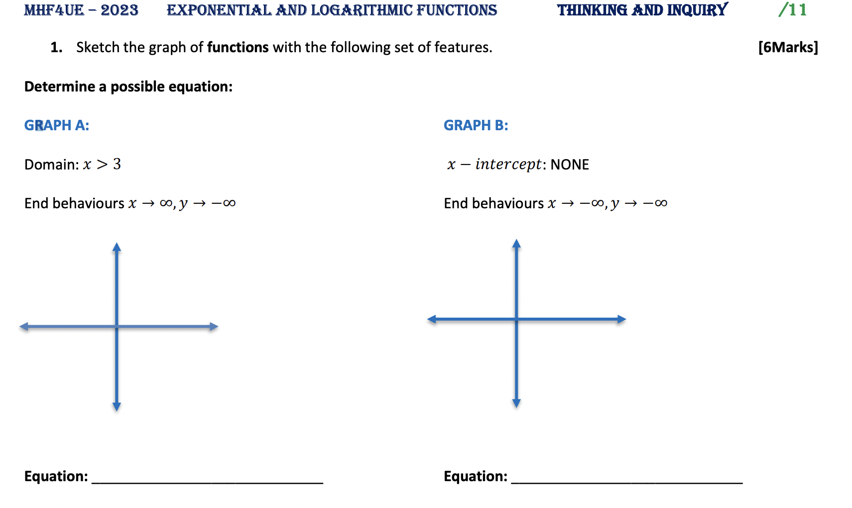 Solved MHF4UE - 2023 EXPONENTIAL AND LOGARITHMIC FUNCTIONS | Chegg.com