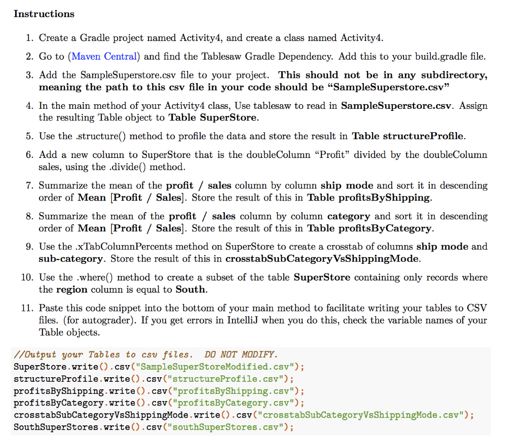 Instructions 1. Create a Gradle project named | Chegg.com