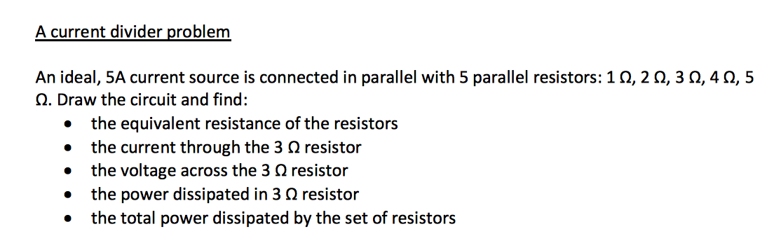 Solved A current divider problem An ideal, 5A current source | Chegg.com