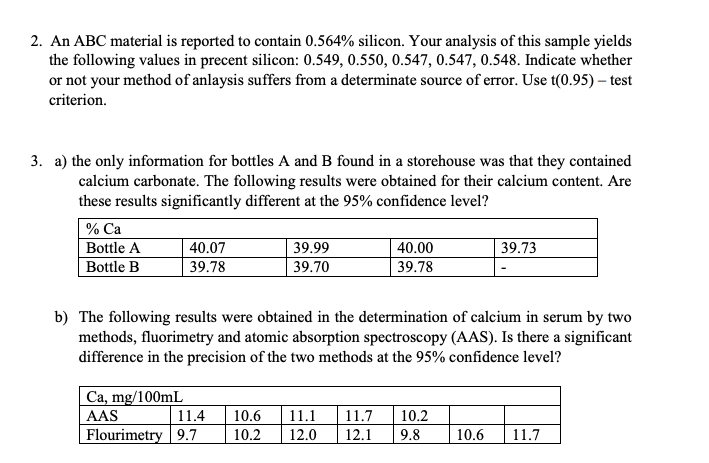Solved 2. An ABC material is reported to contain 0.564% | Chegg.com