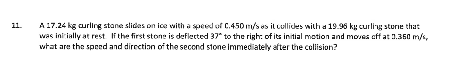 Solved 11. A 17.24 kg curling stone slides on ice with a | Chegg.com