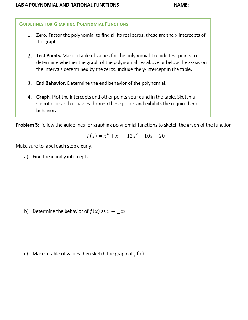 Guidelines for Graphing Polynomial Functions 1. Zero. | Chegg.com