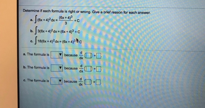 Solved Determine if each formula is right or wrong. Give a | Chegg.com