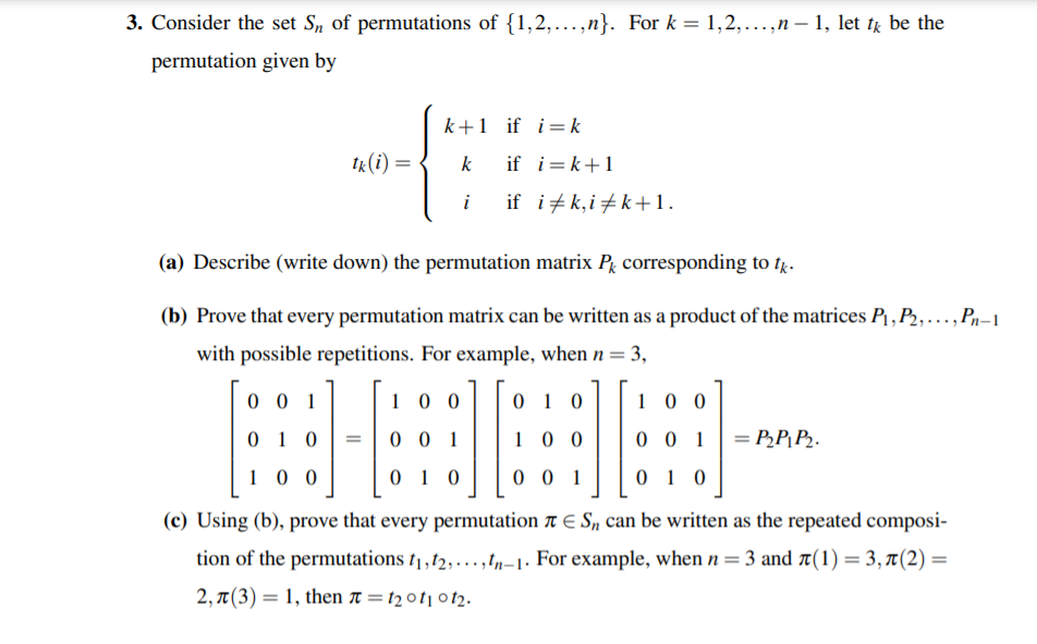 Solved 3. Consider the set Sn of permutations of | Chegg.com