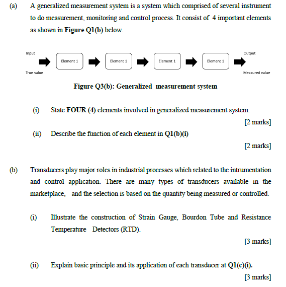Solved a) A generalized measurement system is a system which | Chegg.com