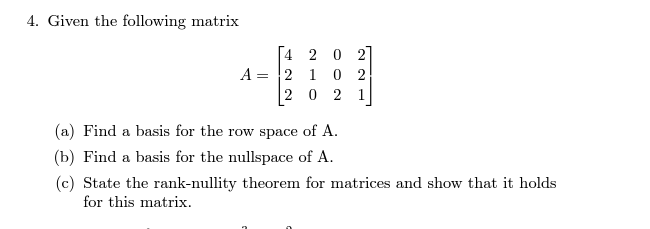 Solved This is linear algebra. Please complete all parts and | Chegg.com