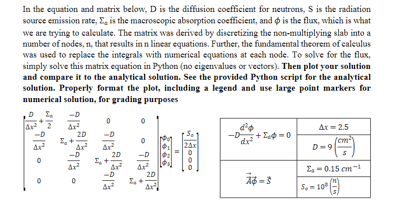 In the equation and matrix below, D is the diffusion | Chegg.com