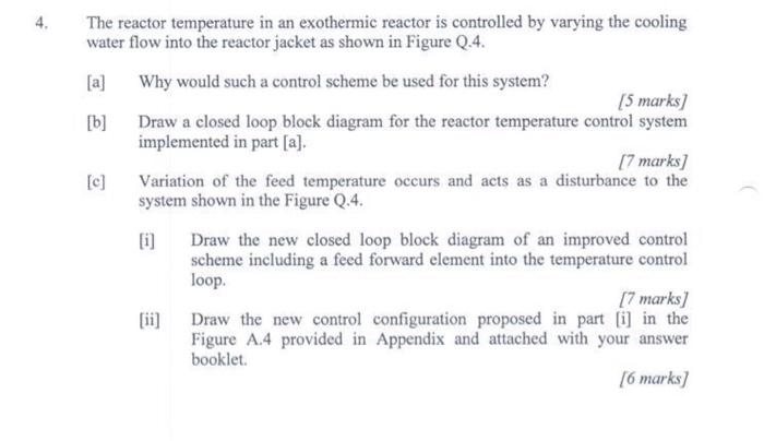 Solved 4. The reactor temperature in an exothermic reactor | Chegg.com
