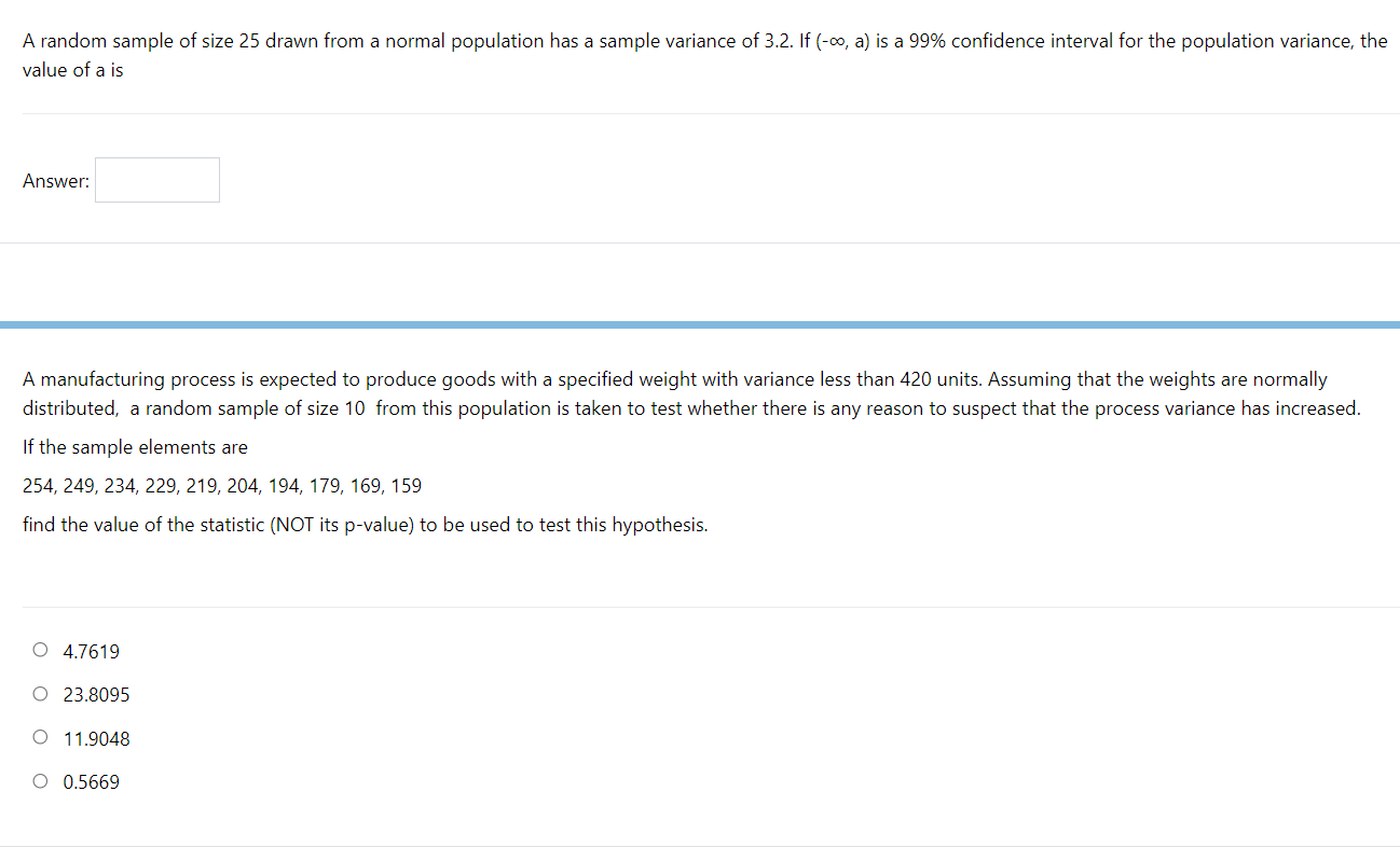 Solved A random sample of size 25 drawn from a normal | Chegg.com