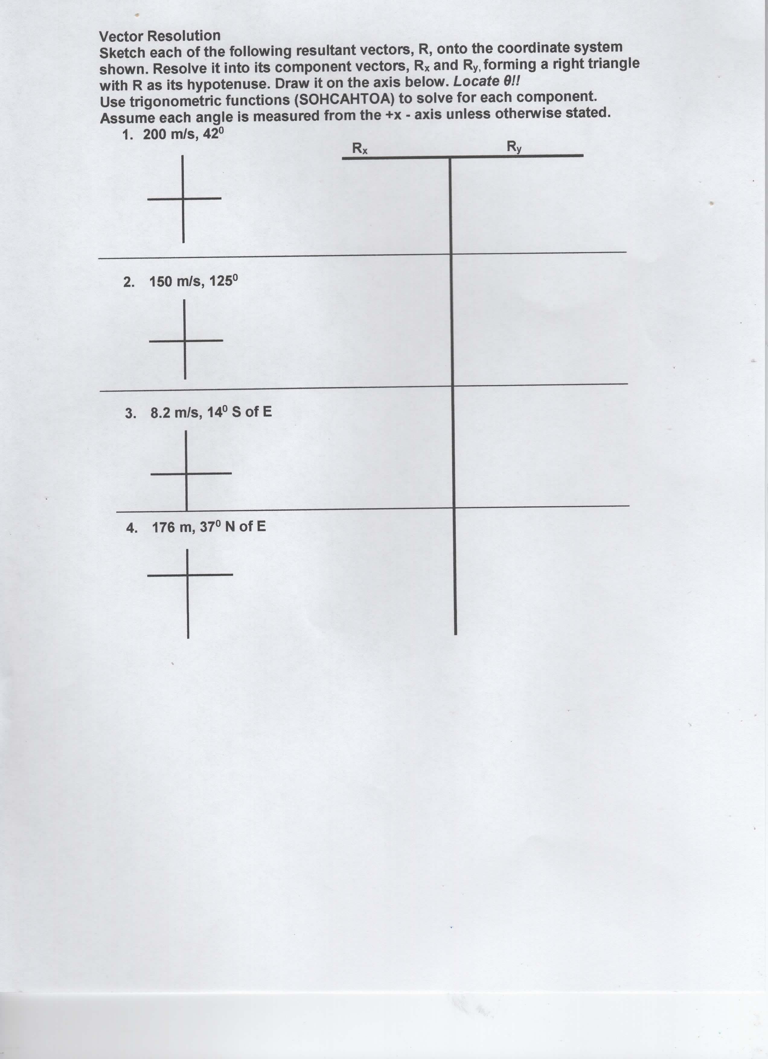 Solved Vector Resolution Sketch each of the following | Chegg.com