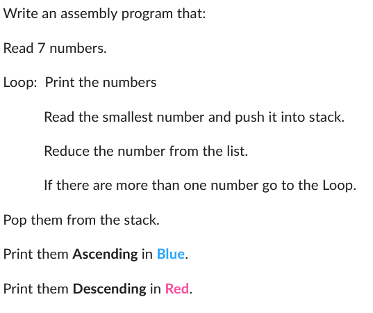 Solved Write an assembly program that:Read 7 ﻿numbers.Loop: | Chegg.com