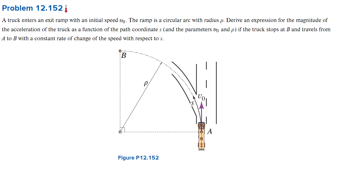 Solved A truck enters an exit ramp with an initial speed v0. | Chegg.com