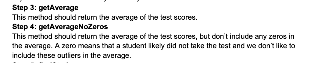 Solved Step 3: getAverage This method should return the | Chegg.com