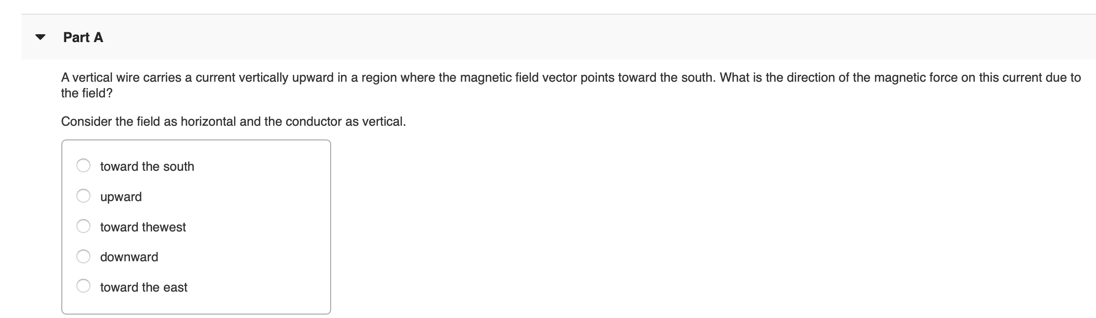 Solved Part A A vertical wire carries a current vertically | Chegg.com