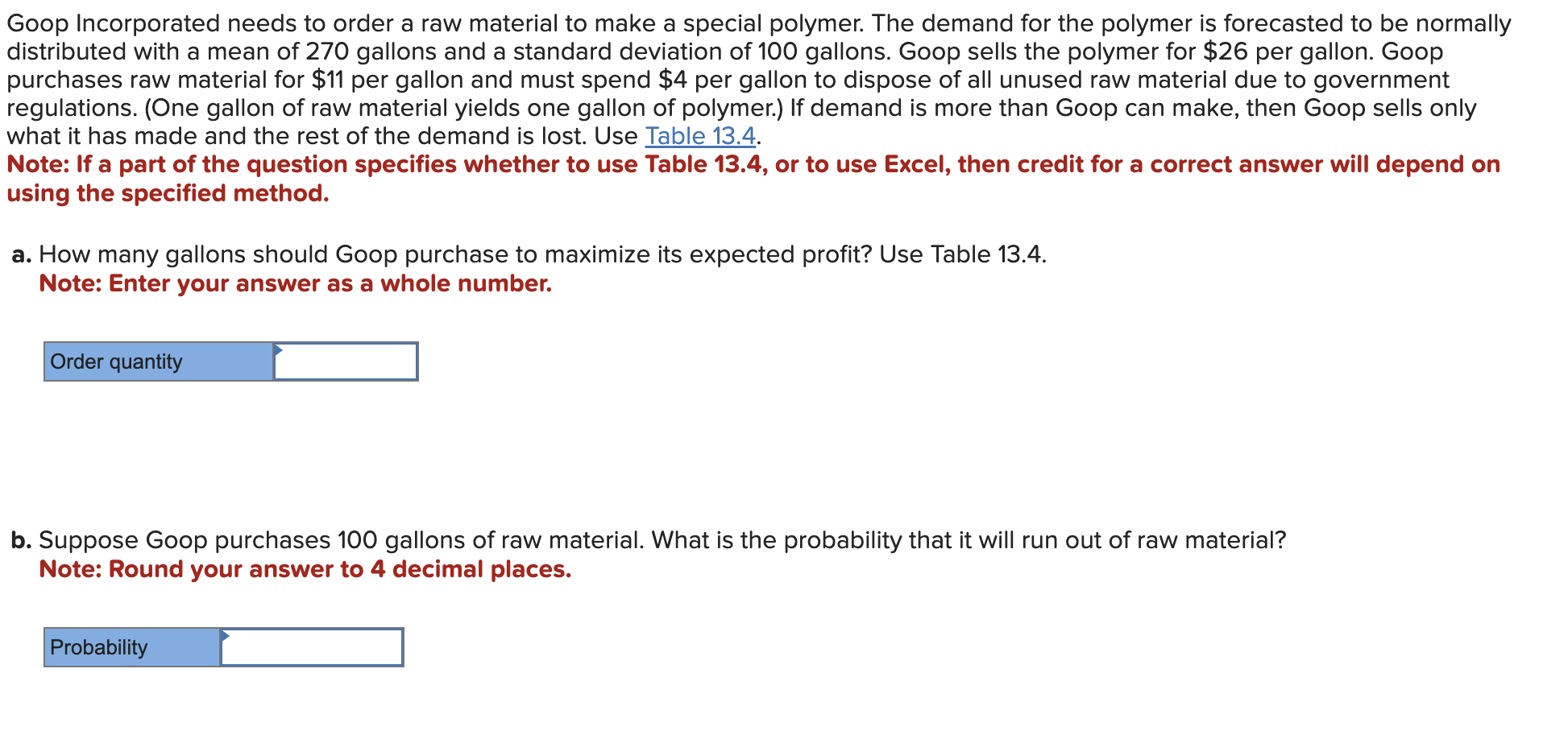 Goop Incorporated needs to order a raw material to | Chegg.com