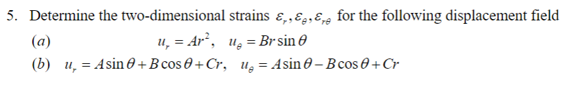 Solved 5. Determine the two-dimensional strains εr,εθ,εrθ | Chegg.com