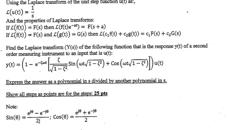 Solved Using the Laplace transform of the unit step function | Chegg.com