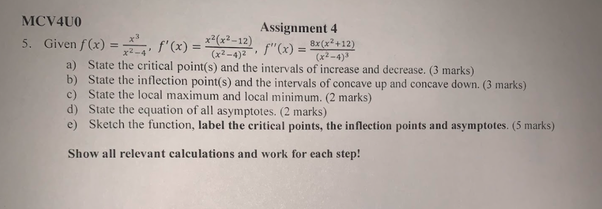 Solved MCV4U0 5. Given | Chegg.com
