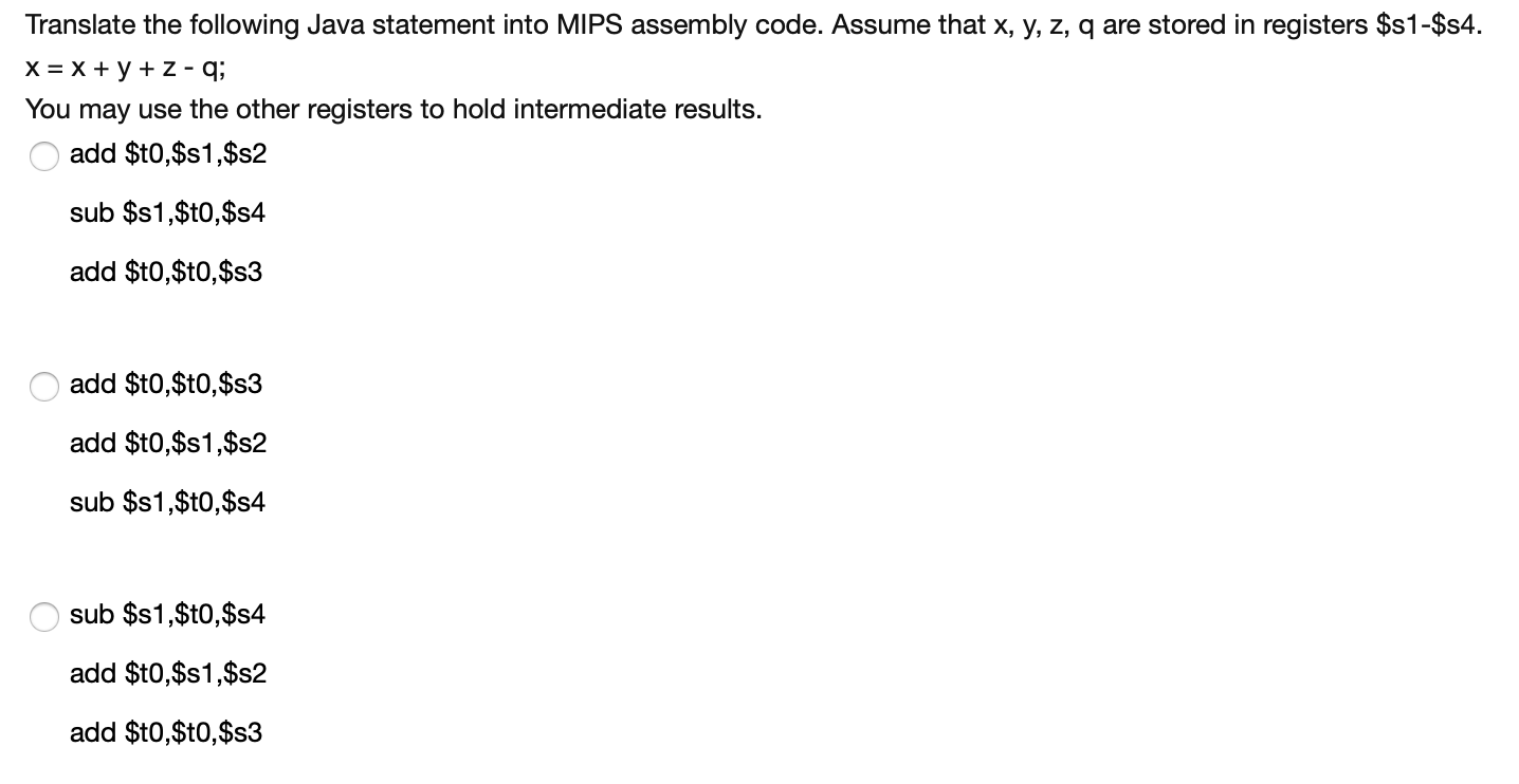 Solved Translate The Following Java Statement Into Mips 8811