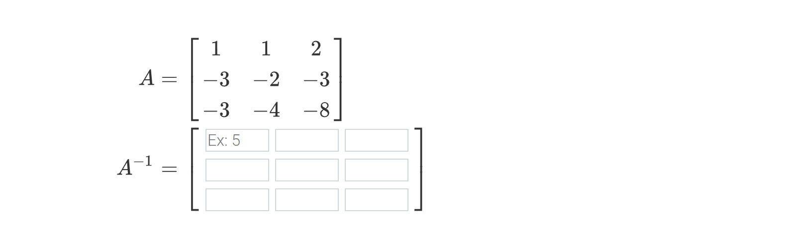 Solved AA−1=⎣⎡1−3−31−2−42−3−8⎦⎤=[]Use the elementary matrix | Chegg.com