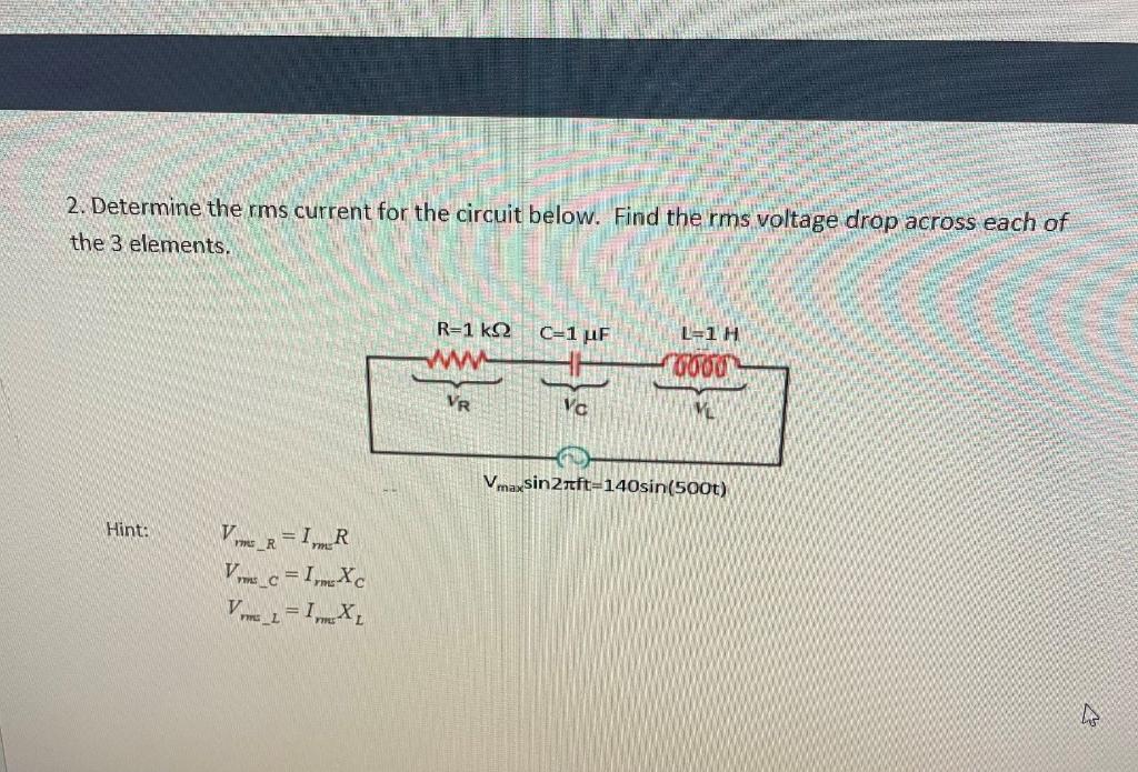 Solved 2 Determine The Rms Current For The Circuit Below