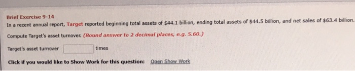 Solved Brief Exercise 9-14 In a recent annual report, Target | Chegg.com