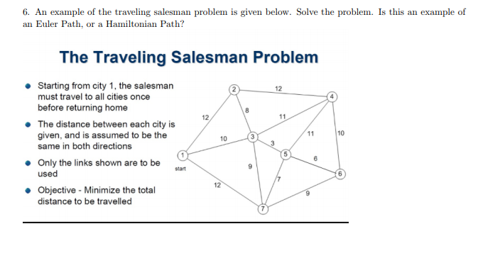 Solved 6.An example of the traveling salesman problem is | Chegg.com