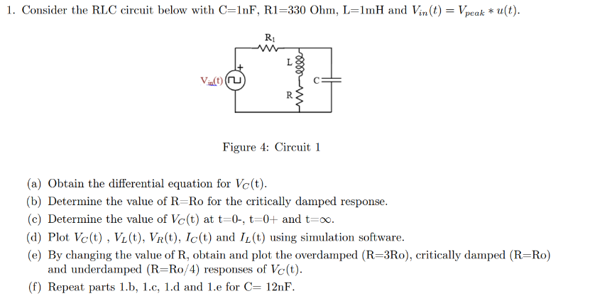 Consider the RLC circuit below with | Chegg.com