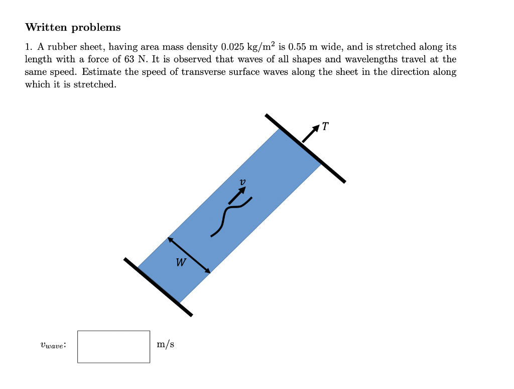 Solved Written problems 1. A rubber sheet, having area mass | Chegg.com