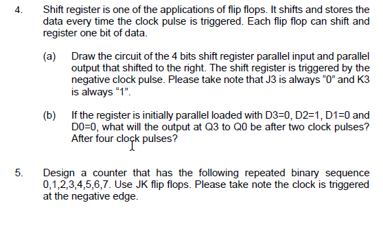 Solved 1. Sequence 10112 is applied to the input of a 4-bit | Chegg.com