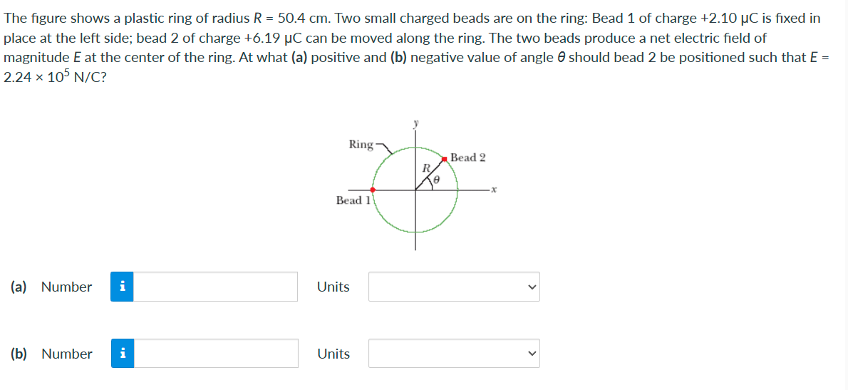 Solved The figure shows a plastic ring of radius R=50.4cm. | Chegg.com
