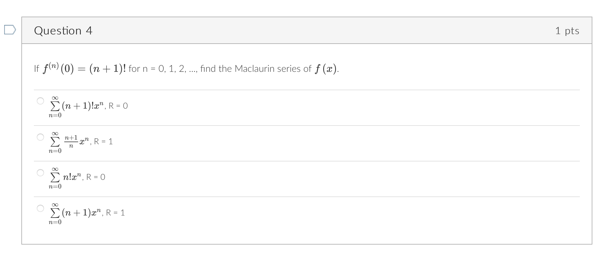 Solved f(n)(0)=(n+1)! for n=0,1,2,…, find the Maclaurin | Chegg.com