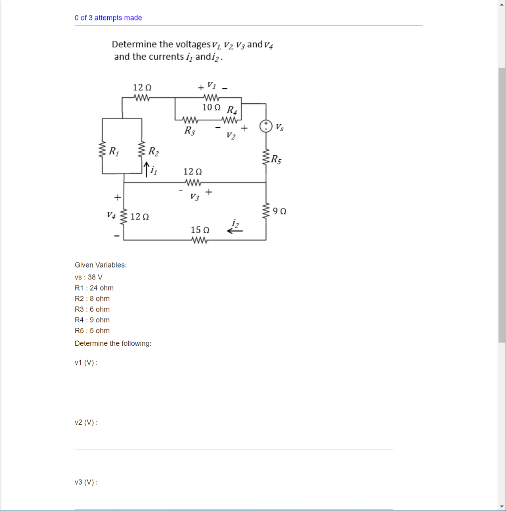 Solved Determine the voltages V1, V2, V3 and V4 and the | Chegg.com