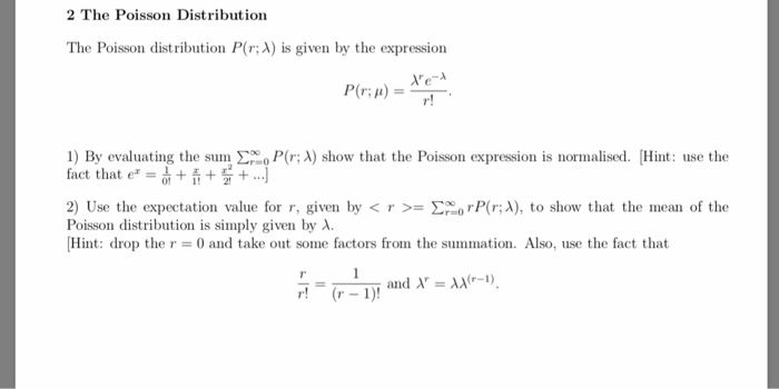 Solved 2 The Poisson Distribution The Poisson distribution | Chegg.com