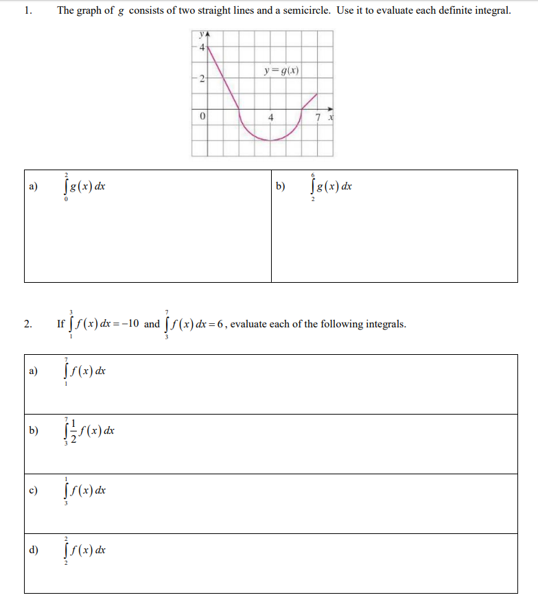 Solved 1. The graph of g consists of two straight lines and | Chegg.com