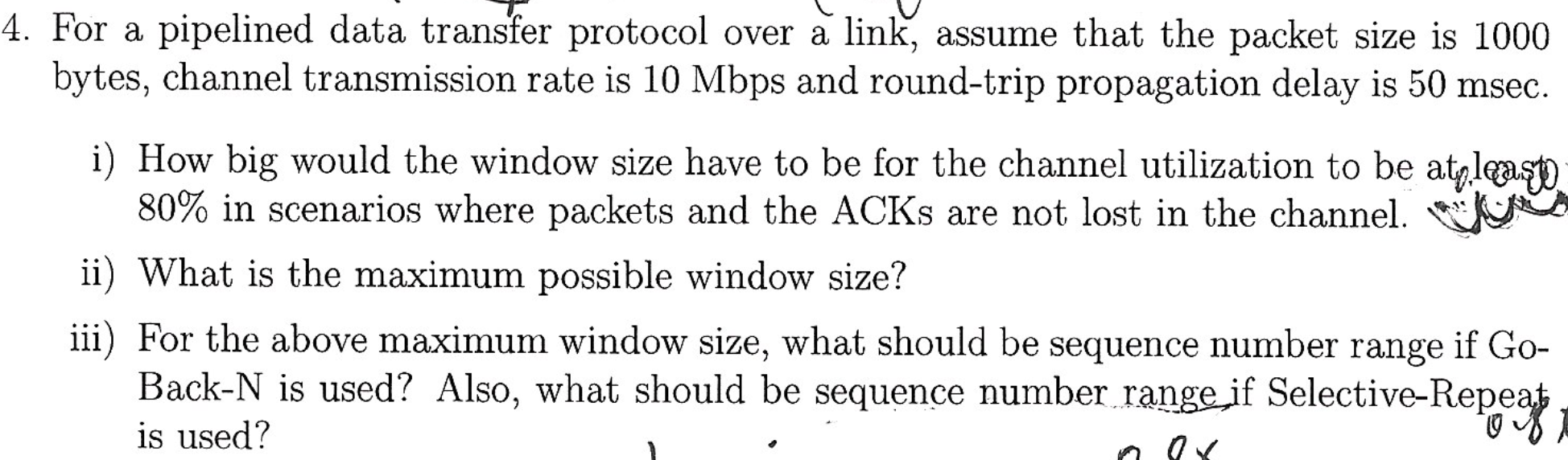 Solved For a pipelined data transfer protocol over a link, | Chegg.com