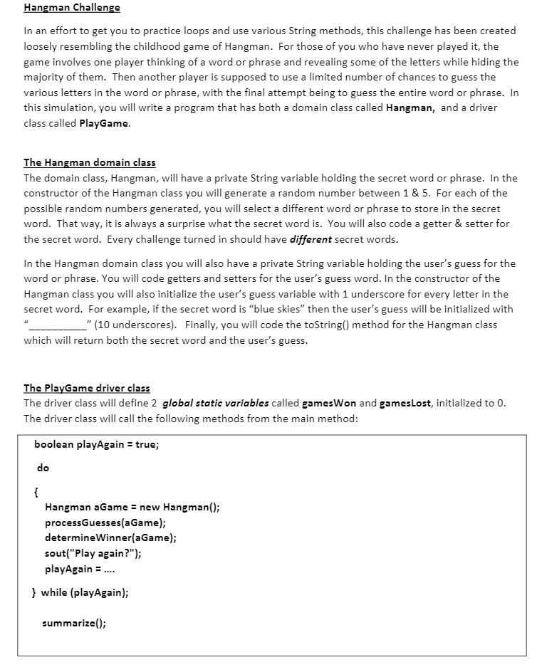 Solved Follow The Hangman Challenge To Create A Simulation 
