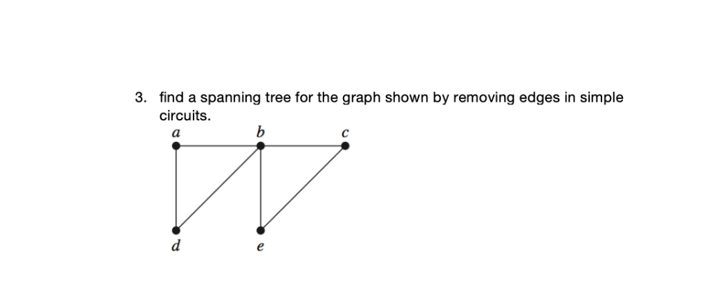 Solved 3. find a spanning tree for the graph shown by | Chegg.com