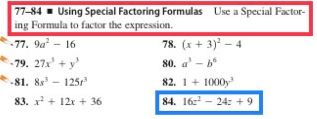 Solved 77-84Using Special Factoring Formulas Use a Special | Chegg.com