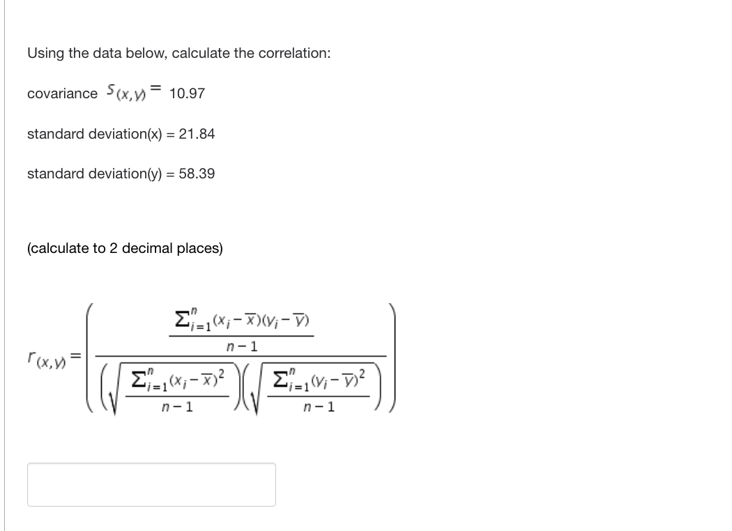 Solved Using the data below, calculate the | Chegg.com